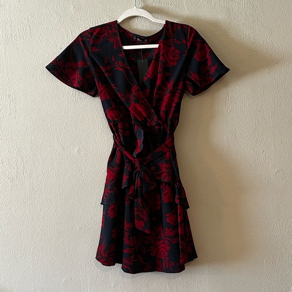 Amazon | Dresses | Navy Red Floral Flirty Dress Never Worn | Poshmark